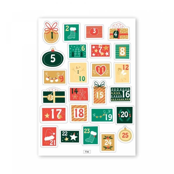Planche A4 de stickers étiquette Noël cadeau autocollant adhésif – F96 ...