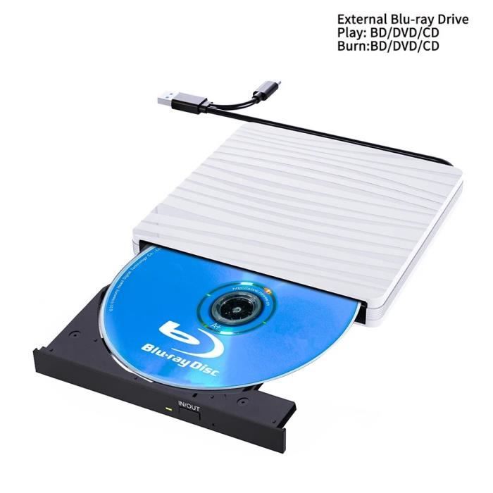 Lecteur CD-DVD-BD externe Blu-ray ChlorCD-DVD-VCD,graveur optique USB 3 ...