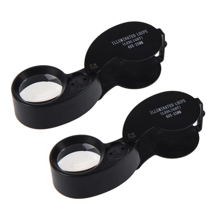 Loupe Optique Noir 40x 25mm avec Lumière LED - Marque SODIAL ...