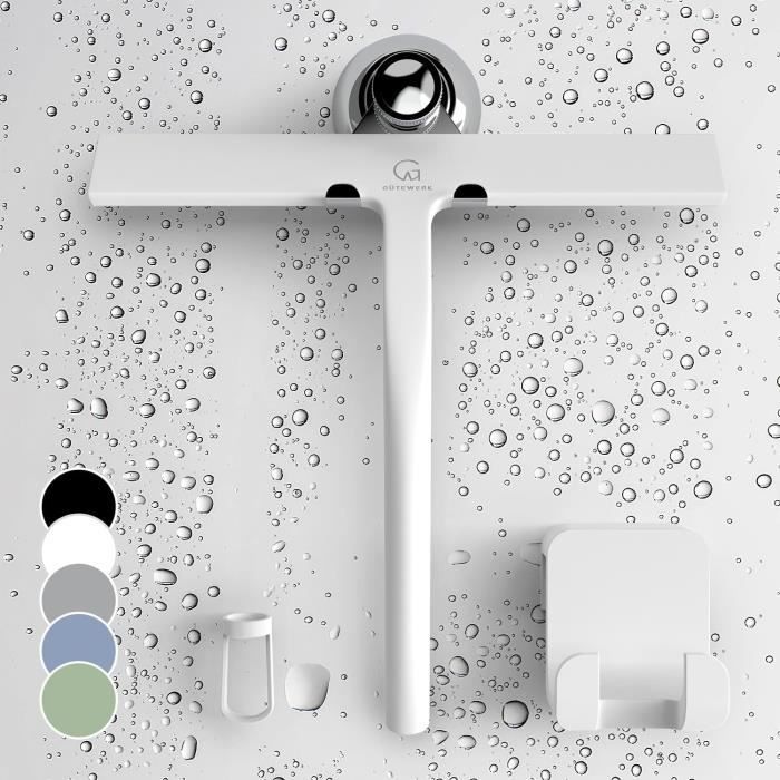 GÜTEWERK Raclette de Douche avec Support Ventouse - 23 cm Blanc ...