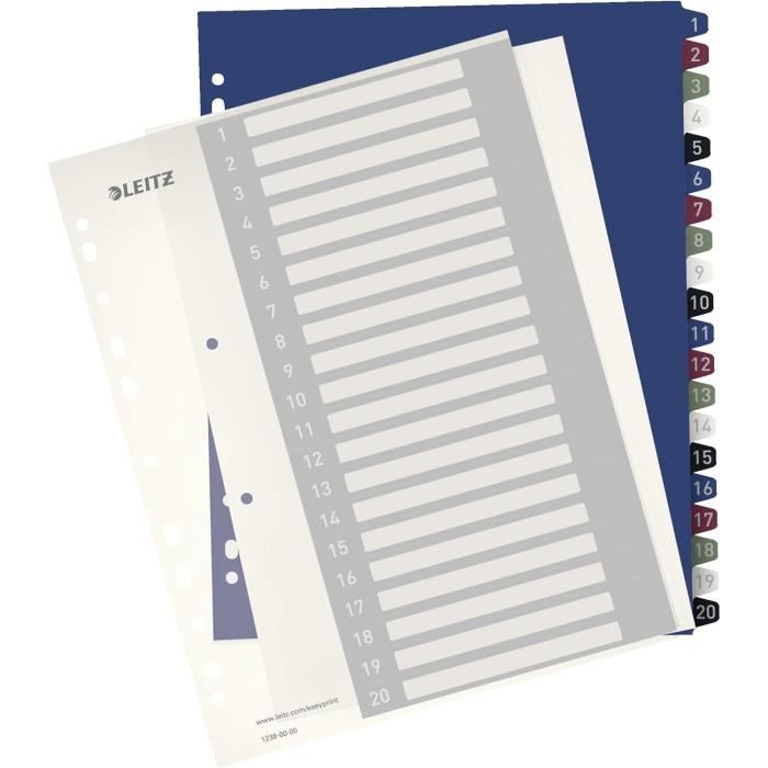 Intercalaires 1-20, Imprimable sur PC, A4, Plastique Ultra-Résistant ...