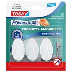 Crochets - TESA - Mini Crochets ovales - Blanc - 4 Mini Powerstrips ...