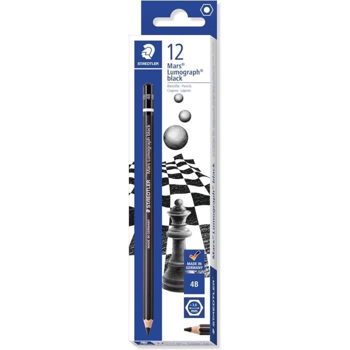 Mars Lumograph Black, Crayons Graphite 4B Enrichis En Carbone, Pour ...