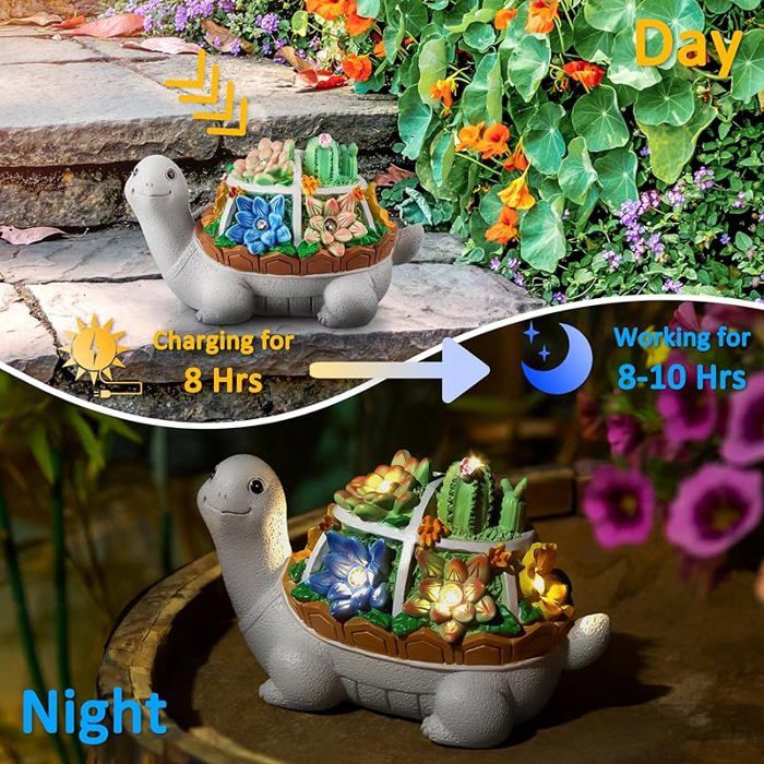 Solar Garden Statue Turtle Statue Outdoor Garden Decoration Cute Turtle ...