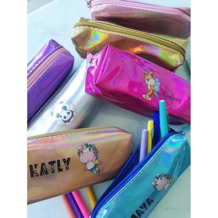 Trousse Argentee Ecole Crayon Maquillage Lapin Personnalisee[H1944 ...