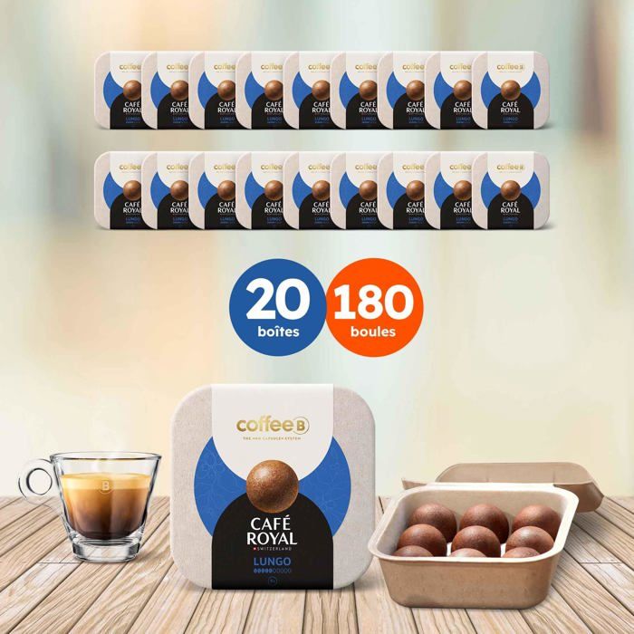 180 Boules de Café CoffeeB - LUNGO - 100% Compostables - Compatible ...