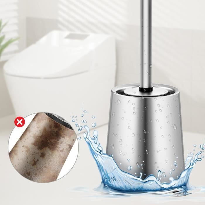 Brosse WC avec Manche Longur en Acier INOX Brossé pour Cuvette de WC Balai Brosse Balayette de ...