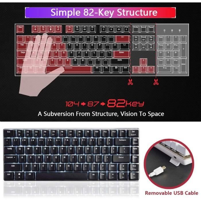 AK33 Brown Switch Rainbow Backlit Keyboard + Wrist Rest Black.[Z958 ...