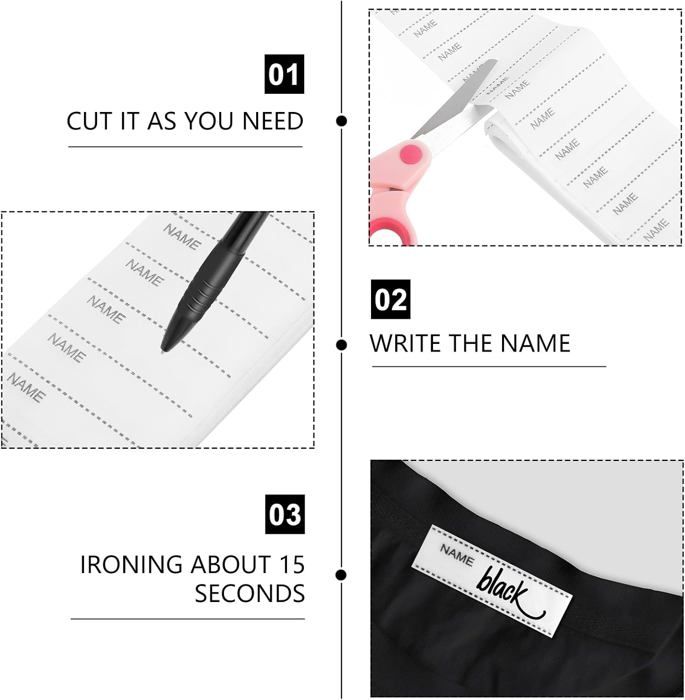 200pcs Etiquettes de Nom de Vêtements de Repassage Etiquette Vetement ...