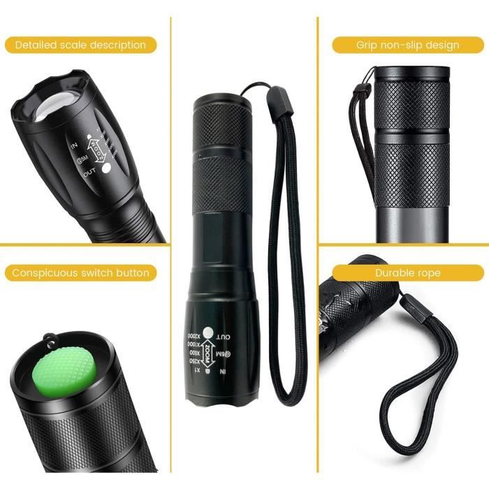 Led Torche Super Lumineuse 1000 Lumens Zoomable Led Lampe De Poche 5 ...