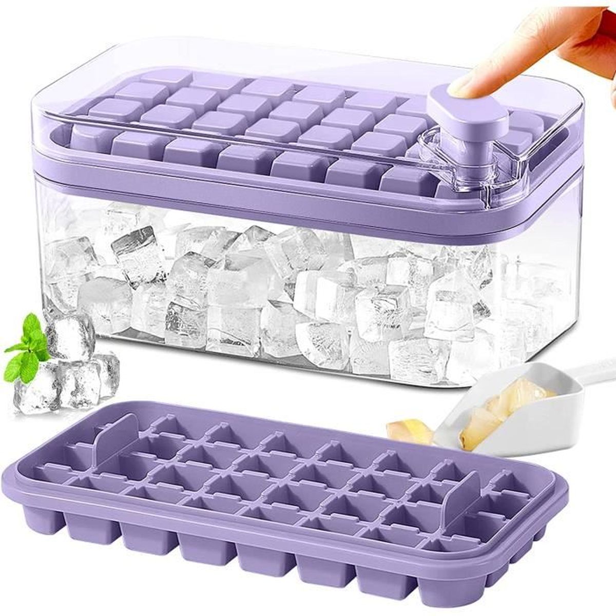Bac a Glacon avec Couvercle, Bacs Glaçon Silicone à Libération Facile ...