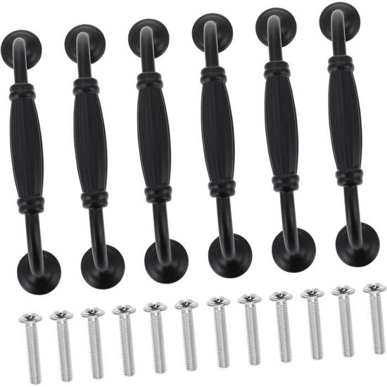 6 Pièces Poignée Simple Boutons De Meuble Noirs Bouton De Porte Noir ...