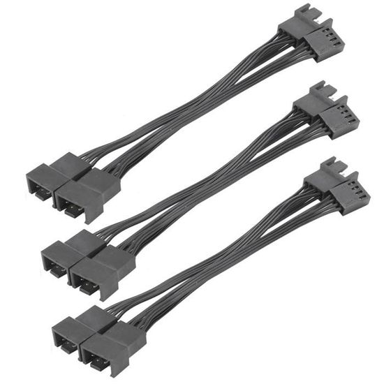 3Pcs Câble d'Extension 1 à 3 Fil Adaptateur 4 Broches de Ventilateur CPU du Boîtier d'Ordinateur ...