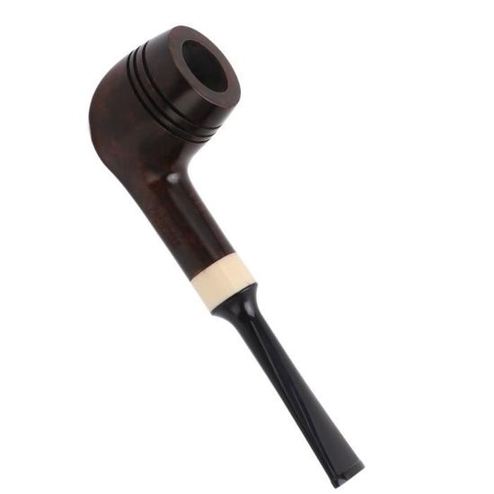 Qiilu Pipe droite Pipe à tabac à tige droite en bois à 3 anneaux faite ...