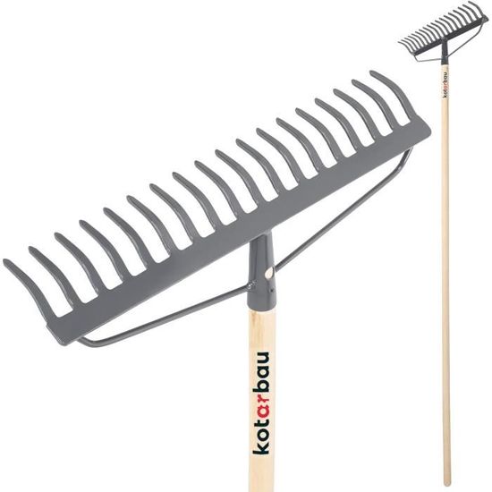 KOTARBAU Rateau en métal avec 18 dents avec manche eois - Rateau de ...