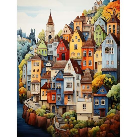 5D Kit De Broderie Diamant Ville Européenne - Diy Peinture Complète ...