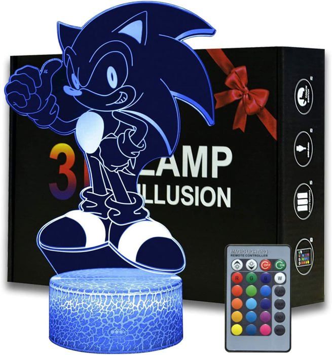 Lampe Illusion 3D Sonic, Veilleuse Sonic D, Jouets Sonic pour garçons ...