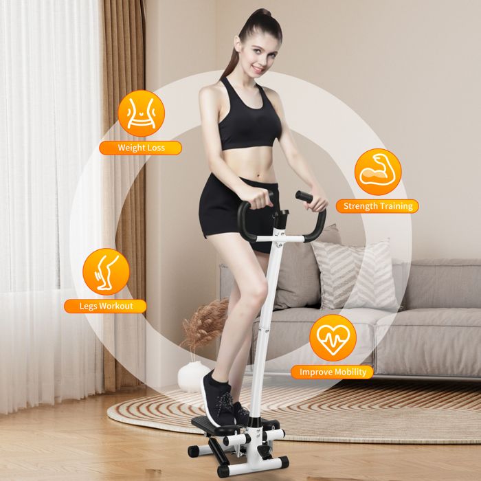 Stepper fitness pliable Slim - poignées Nordic Walking avec Extenseurs, Résistance réglable ...