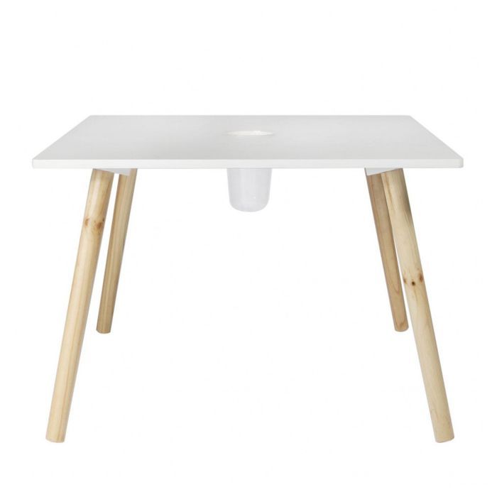 Table avec port à crayons - Gribouille - 60 x 60 cm x H 42 cm - Blanc ...