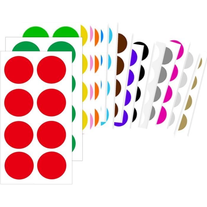 128 Pcs Gommettes Autocollantes Rondes, 50Mm Couleur Codage Étiquettes ...