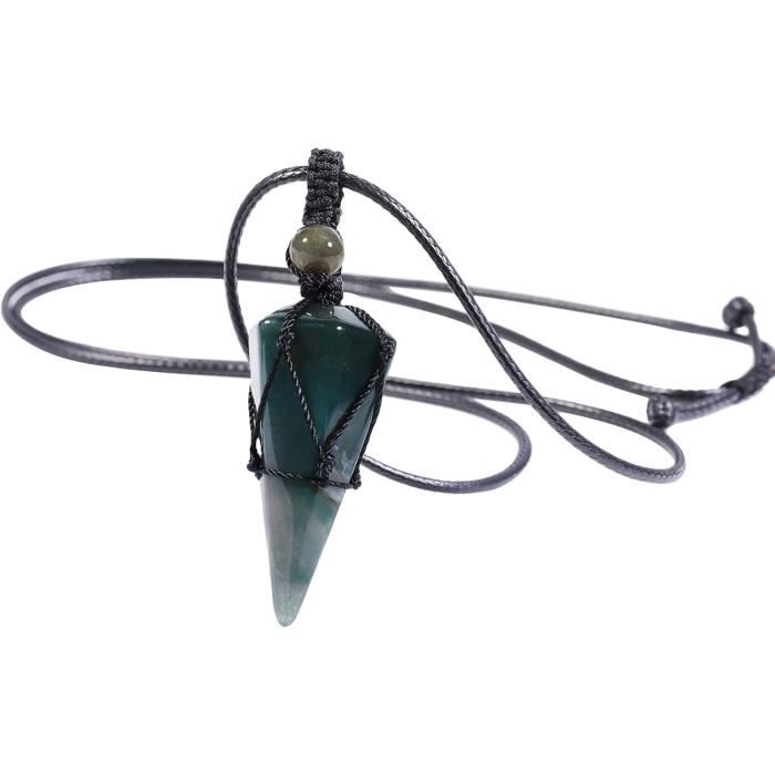 Collier Pendentif À Pointe De Cristal Avec Corde En Cuir Réglable ...