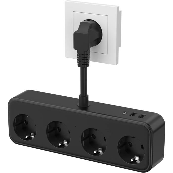 Double fiche pour prise de courant, Power Strip avec USB, adaptateur de ...