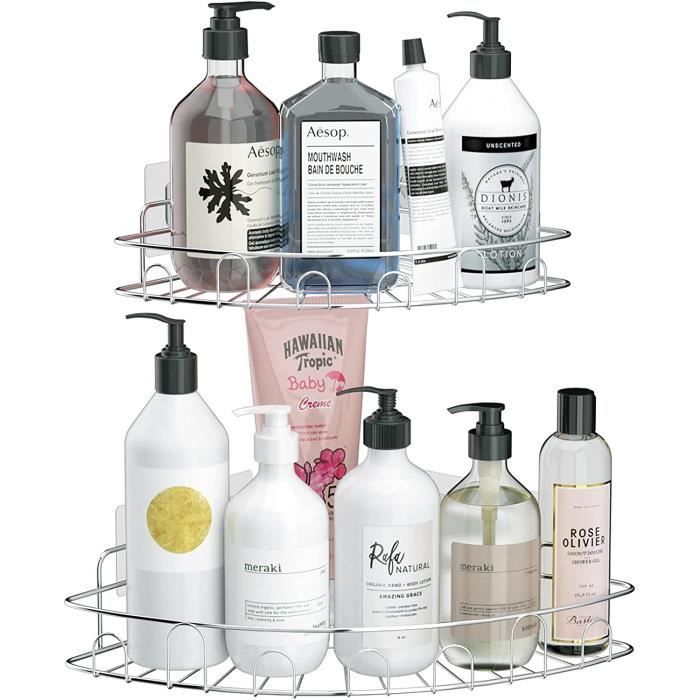Étagère d'angle Douche, 2 Niveaux Etagere Salle de Bain Sans Percage ...