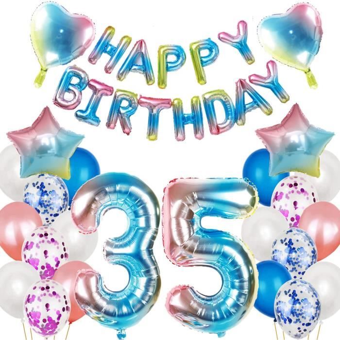 Kit De Décoration D'Anniversaire 35 Ans Pour Femme Et Homme - Arc-En ...
