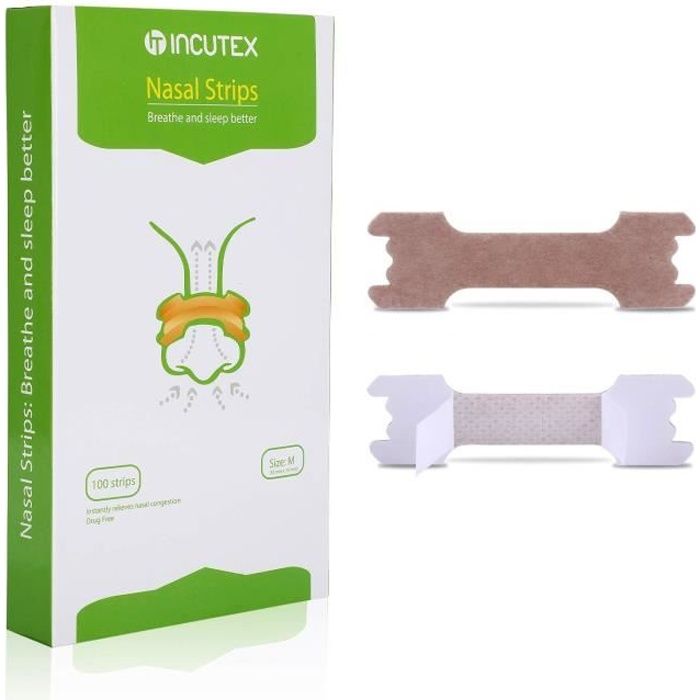 Incutex 100 unités de patchs nasaux contre le ronflement bandelettes ...