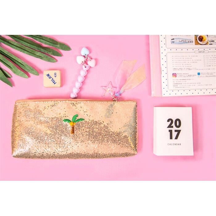 Trousse scolaire,Trousse à crayons en broderie brillante, étui à ...