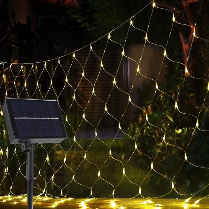 Filet Lumineux Solaire Led 3 X 3 M, 320 Led Avec Télécommande Et ...