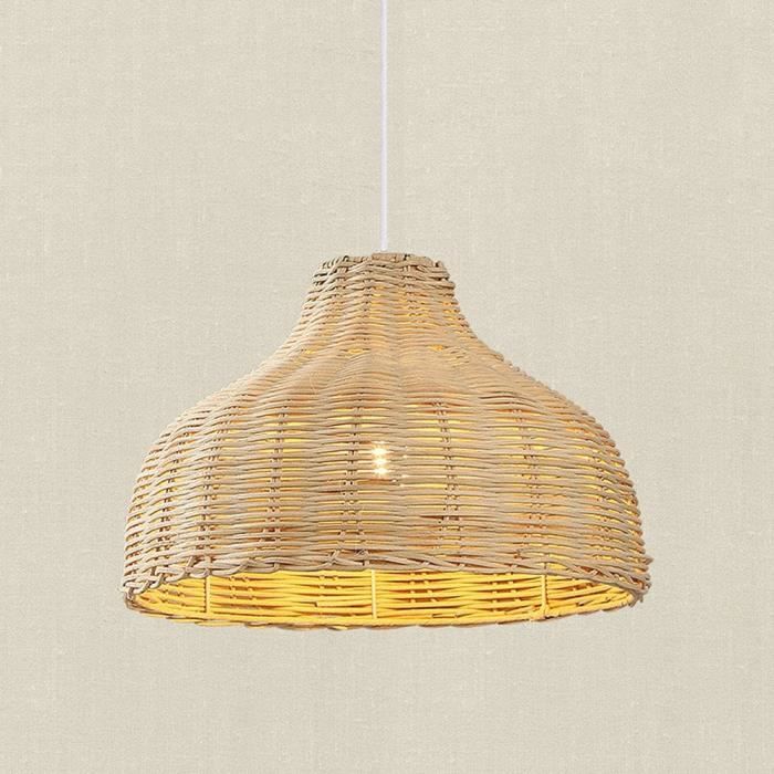 Lustre Tissé En Bambou, Abat-Jour En Osier De Rotin, Lumière Suspendue ...