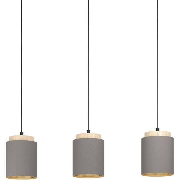 Suspension - EGLO - Albariza - 3 Ampoules - Vintage - Acier et Bois ...