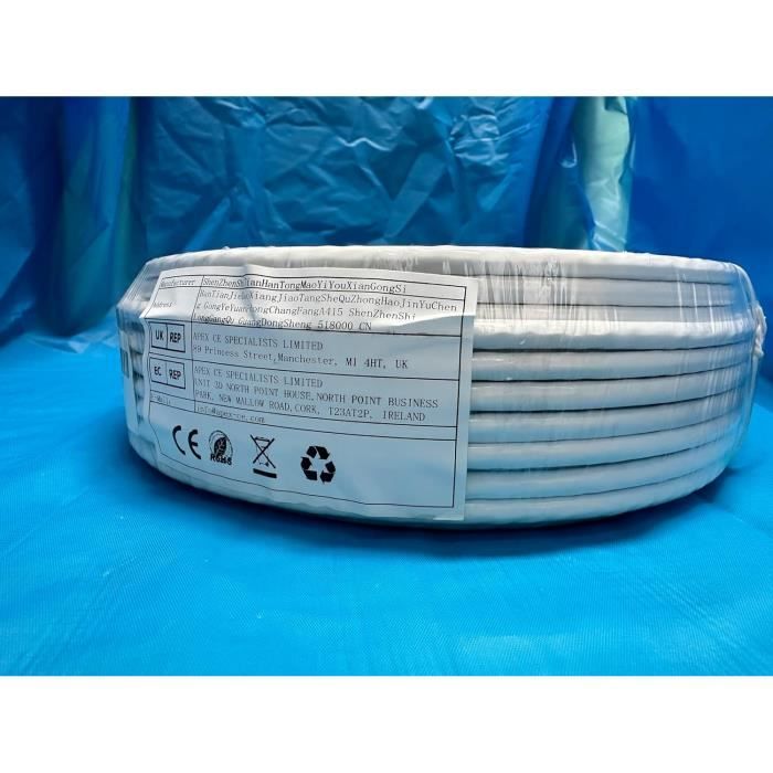 Câble Ethernet 50m Cat 6 RJ45 UTP Blanc MEIPEK - Haut débit 1Gbps ...