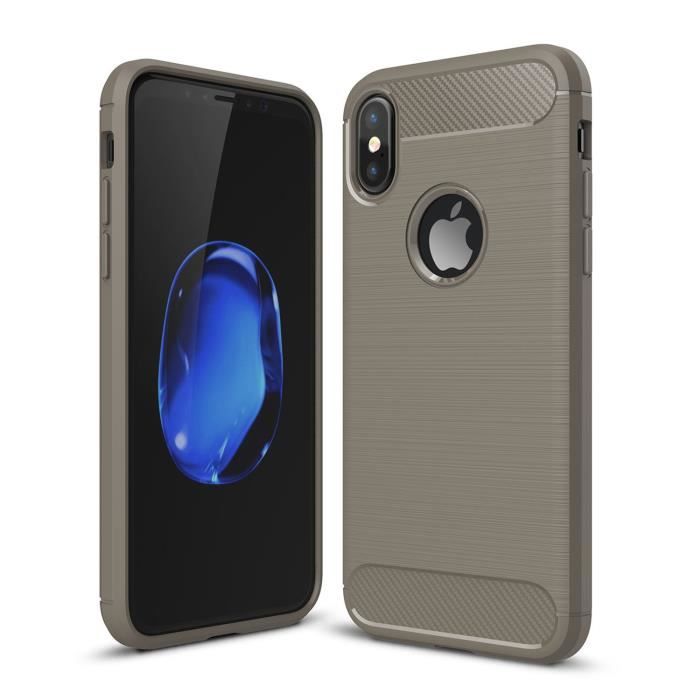 Coque iPhone XS Case Fibre carbone Resilient TPU Protection Coque Pour ...