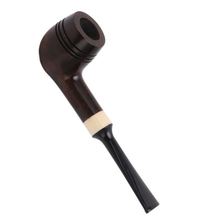 Qiilu Pipe droite Pipe à tabac à tige droite en bois à 3 anneaux faite ...