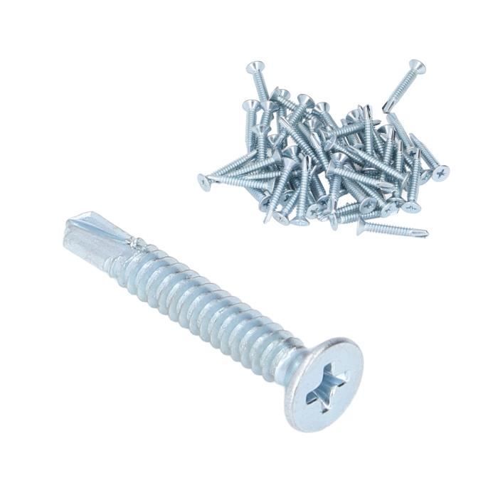 Qiilu Vis autoperceuse Lot de 50 vis auto-perceuses en acier au carbone 4,8 x 32 mm pour ...