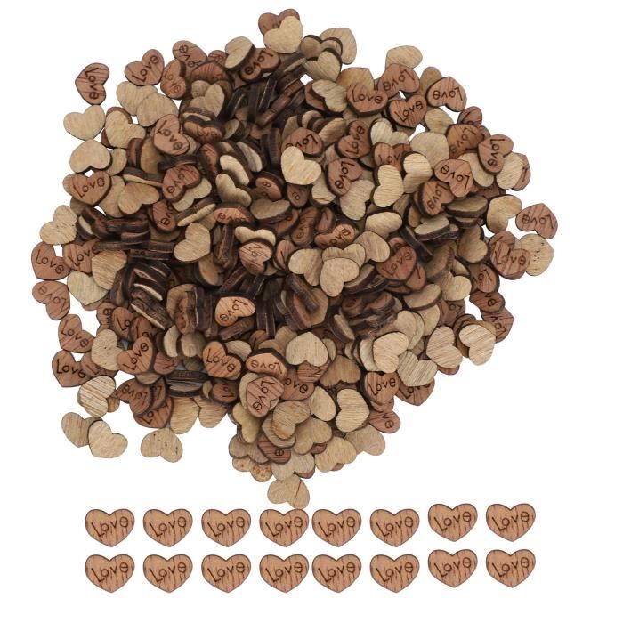 Qiilu ornement de coeur en bois 300pcs coeur en bois confettis ...