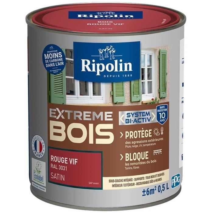 RIPOLIN Peinture pour pour Bois Intérieur & Extérieur - Rouge Vif Ral ...