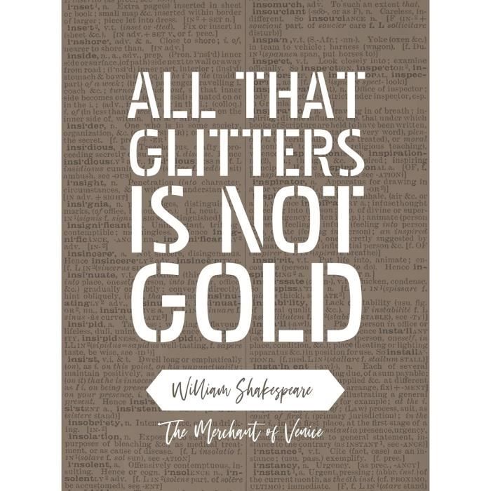 Dictionary Page Quote Shakespeare Glitters Is Not Gold Large Wall Art ...