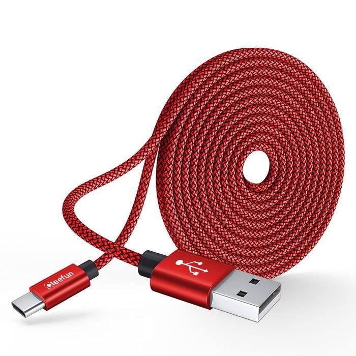 CLEEFUN 5M Extra Long Cable USB C, Premium Nylon USB 2.0 Cable USB A ...