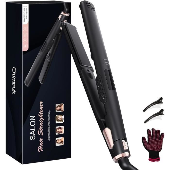 Lisseur Cheveux, Fer À Lisser Et Boucleur 2 En 1 En Céramique Tourmaline Pour Cheveux Courts Et ...