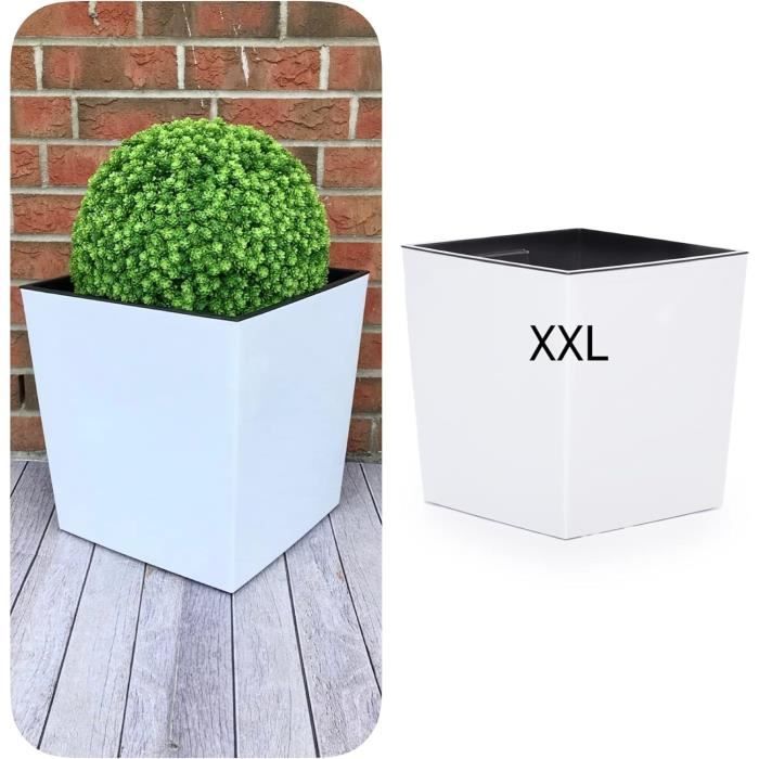 Jardinière Meltom Xxl en plastique brillant coloris : blanc avec insert ...