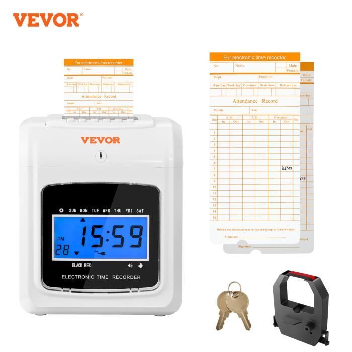 Machine de pointage - VEVOR - Enregistreur de Présence avec 52 Fiches ...