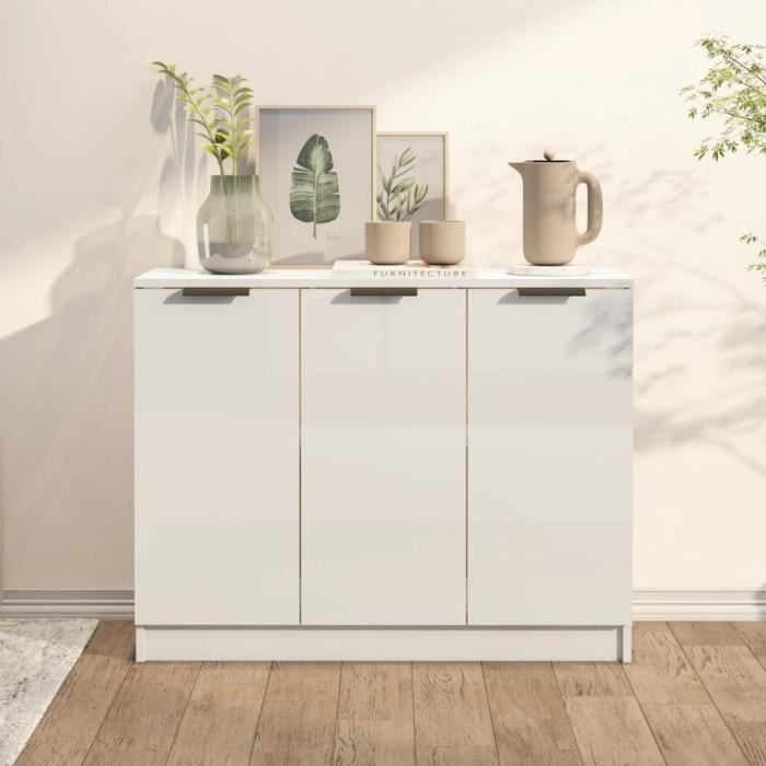 Buffet De Cuisine Moderne - Buffet Blanc brillant 90,5x30x70 cm Bois d ...
