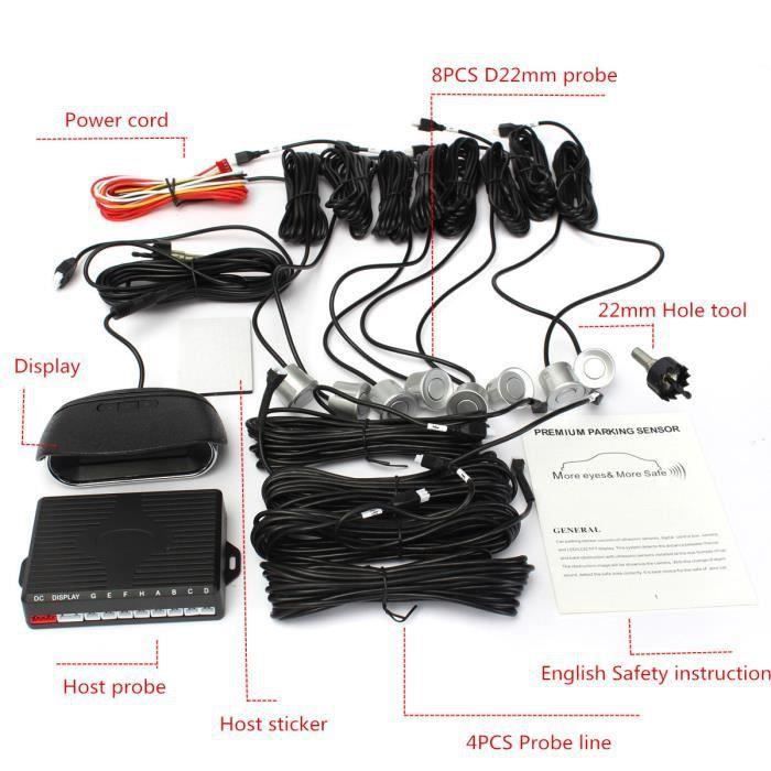 Capteurs Parking Stationnement Radar de Recul Voiture Car Arrière 8 ...