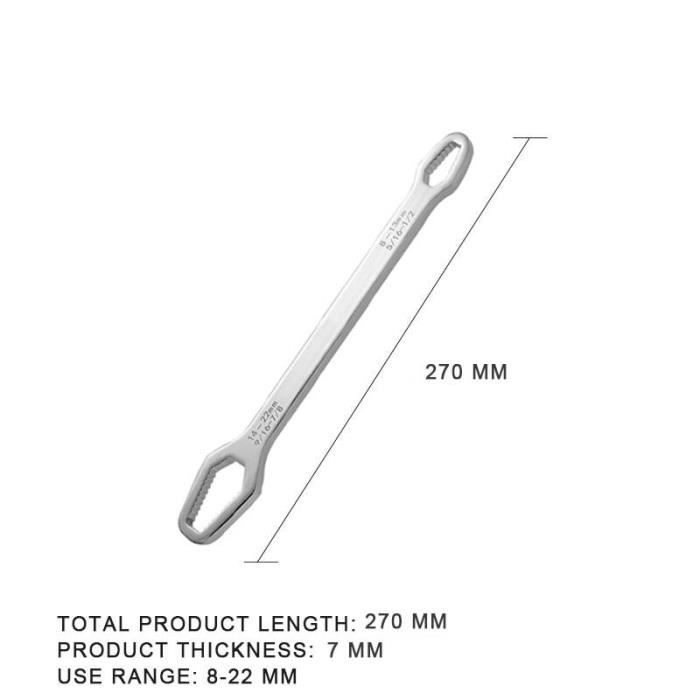 CLE A MOLETTE,Silver1--Clé universelle Torx 8 22mm à Double tête ...
