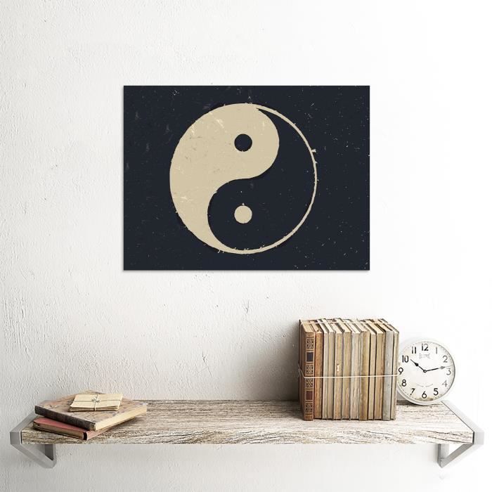 Painting Drawing Taoist Philosophy Yin Yang Black White Art Print ...