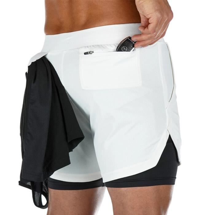 Short,Bermuda de course pour homme 2 en 1, séchage rapide, short de ...