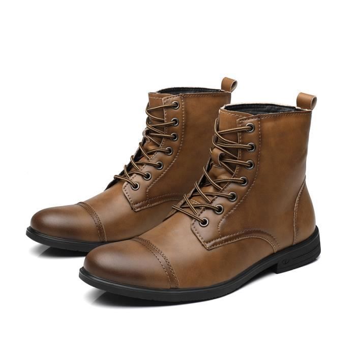 Bottine Hommes en Cuir Marron - Lacets - Confortable et Élégante ...